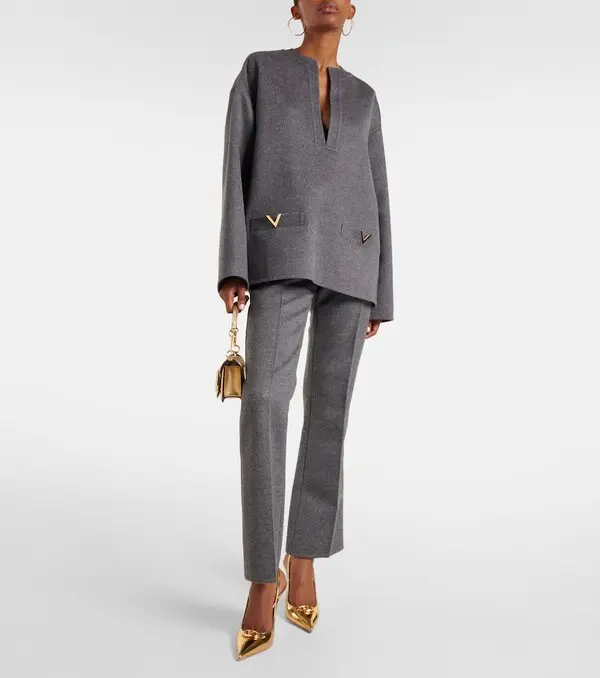 Valentino Garavani Mohair And Wool Flared Trousers