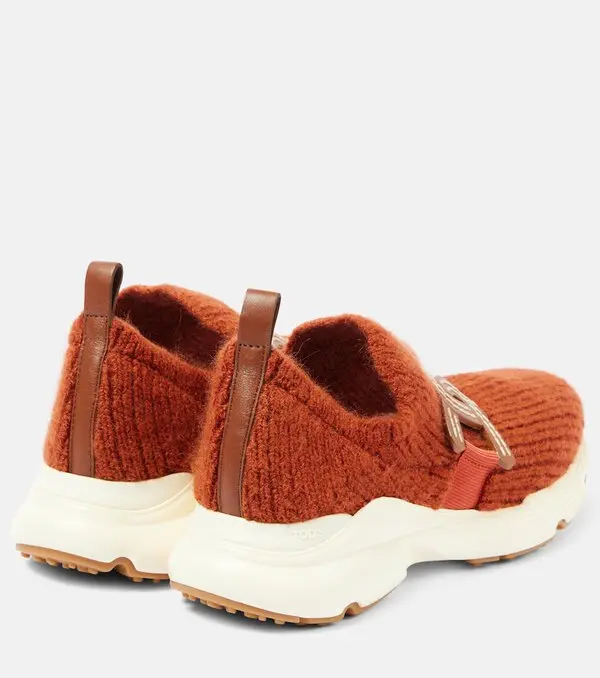 TOD'S Kate Leather-trimmed Slip-on Sneakers - Beige