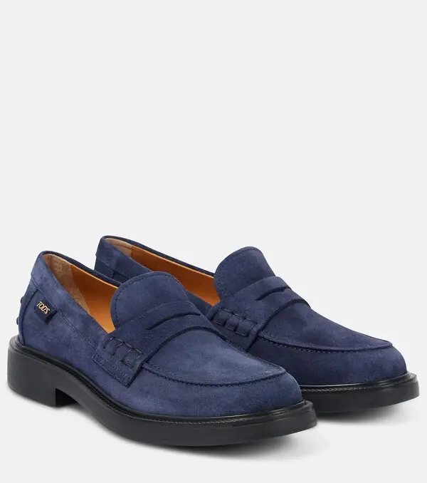 TOD'S Suede Penny Loafers - Blue