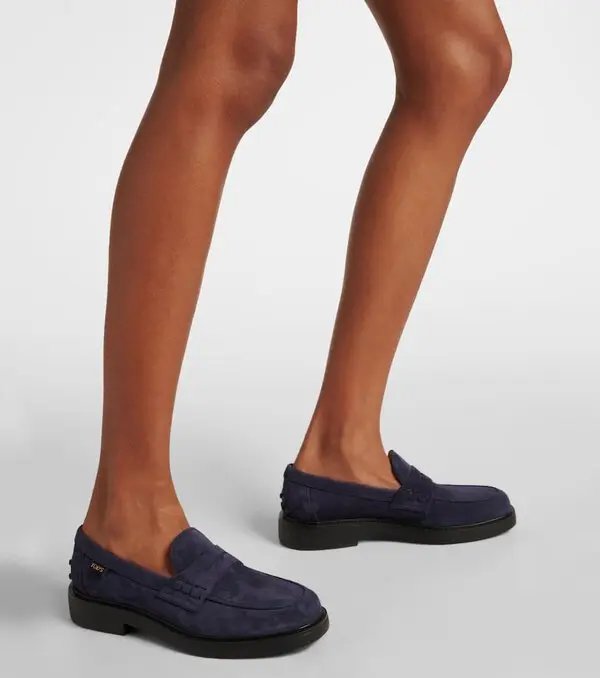 TOD'S Suede Penny Loafers - Blue