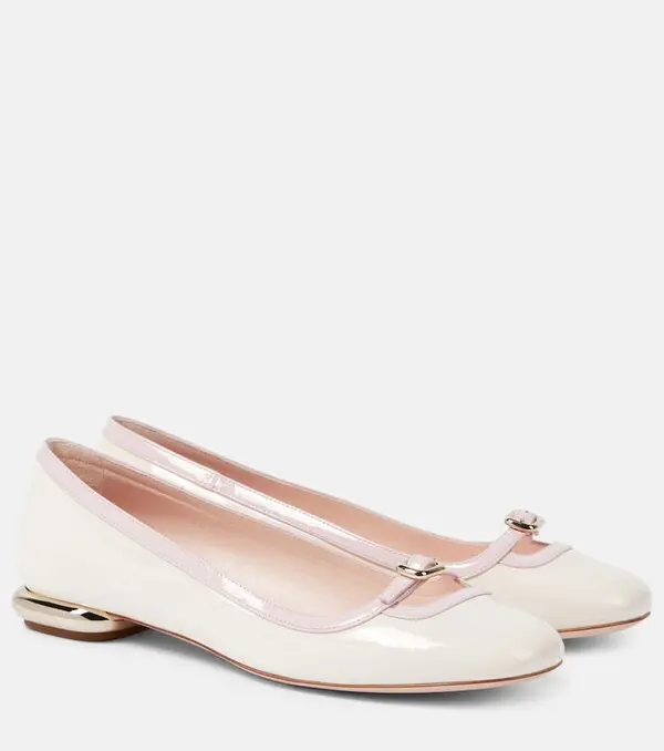 ROGER VIVIER Choc B Mini Leather Ballet Flats
