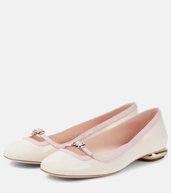 ROGER VIVIER Choc B Mini Leather Ballet Flats