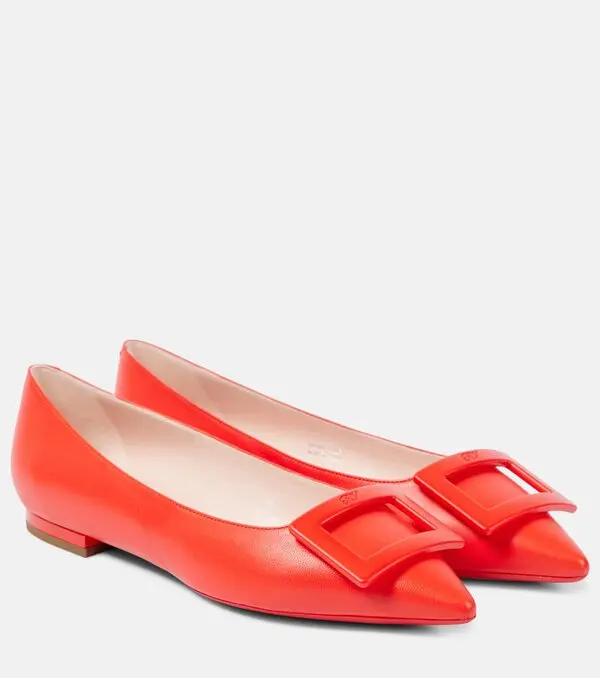 ROGER VIVIER Gommettine Ball Leather Ballet Flats - Red