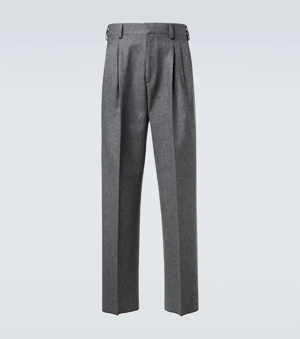 Zegna Wool Straight Trousers - Grey