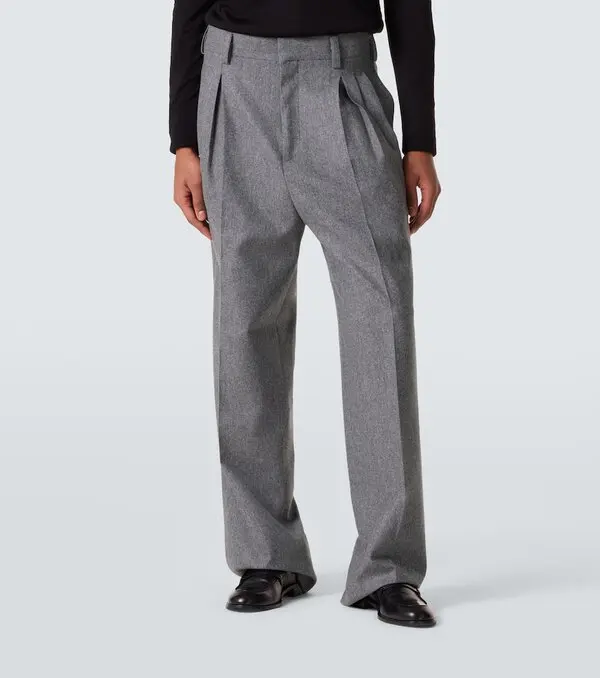 Zegna Wool Straight Trousers - Grey