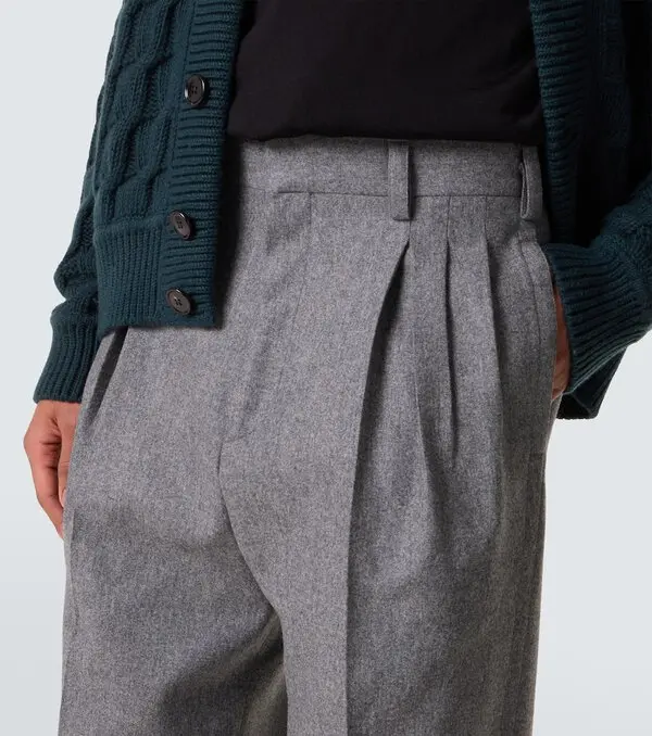 Zegna Wool Straight Trousers - Grey