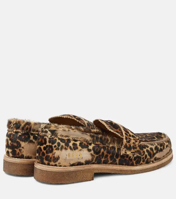 GOLDEN GOOSE Jerry Calf Hair Penny Loafers - Yellow