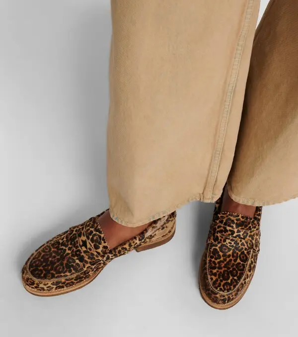 GOLDEN GOOSE Jerry Calf Hair Penny Loafers - Yellow