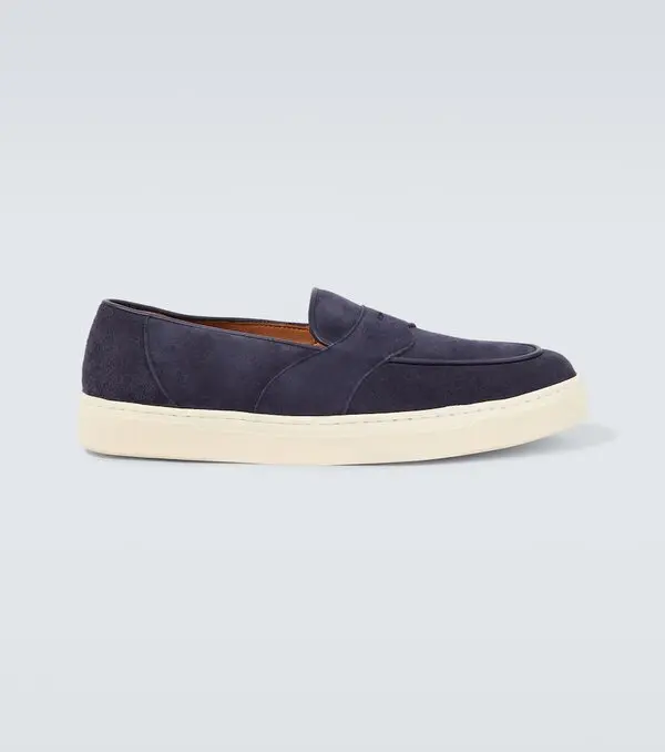 George Cleverley Joey Ii Suede Loafers Blue Editorialist