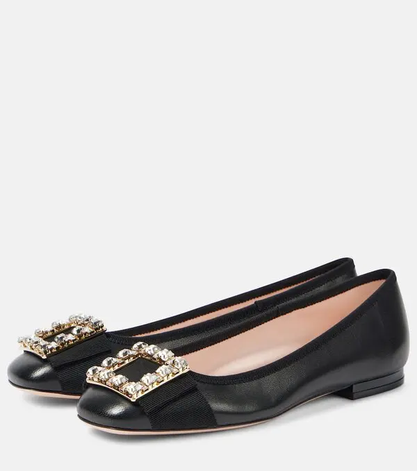 ROGER VIVIER Tres Vivier Embellished Ballet Flats - Black