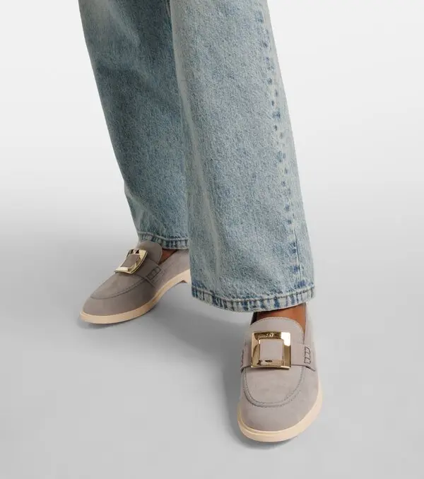 ROGER VIVIER Viv' Rangers Leather Loafers - Grey
