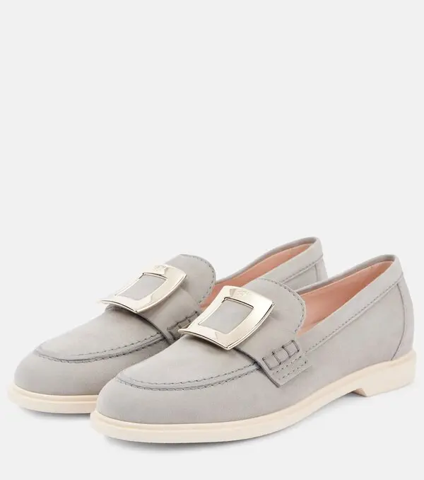 ROGER VIVIER Viv' Rangers Leather Loafers - Grey