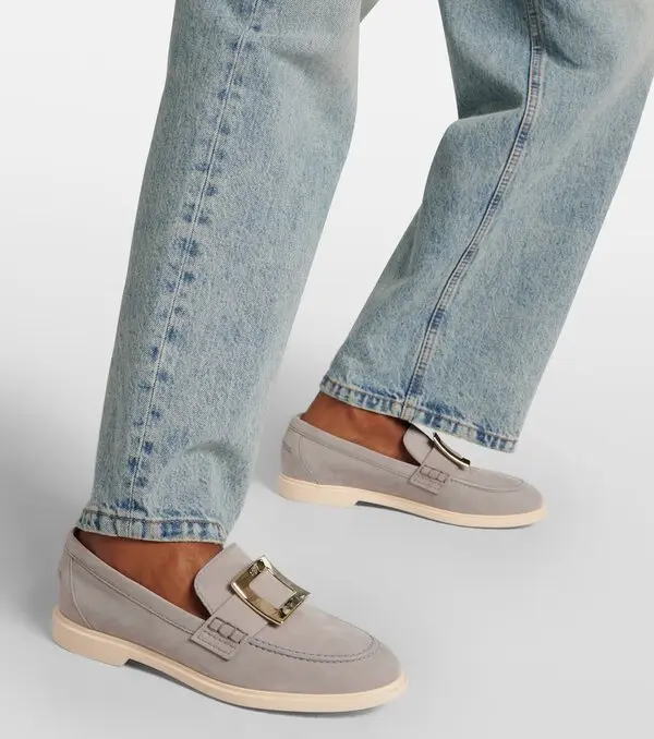 ROGER VIVIER Viv' Rangers Leather Loafers - Grey