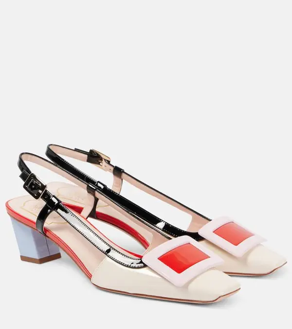 ROGER VIVIER Belle Vivier 45 Patent Leather Slingback Pumps - Multicoloured