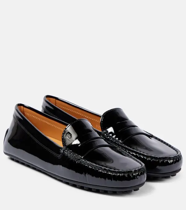 TOD'S City Gommino Patent Leather Moccasins - Black