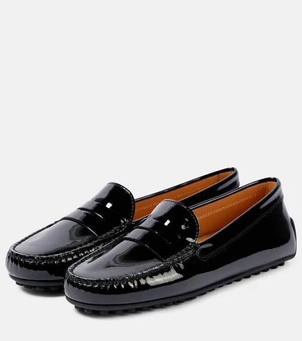 TOD'S City Gommino Patent Leather Moccasins - Black