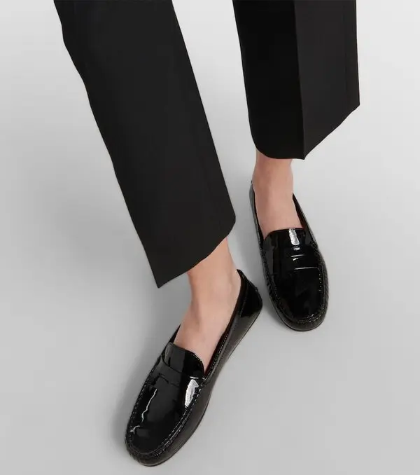 TOD'S City Gommino Patent Leather Moccasins - Black