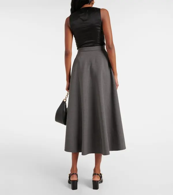 Valentino Garavani Wool Gabardine Midi Skirt
