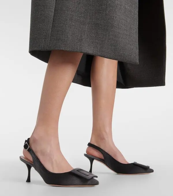 ROGER VIVIER Fringed Denim Slingback Pumps
