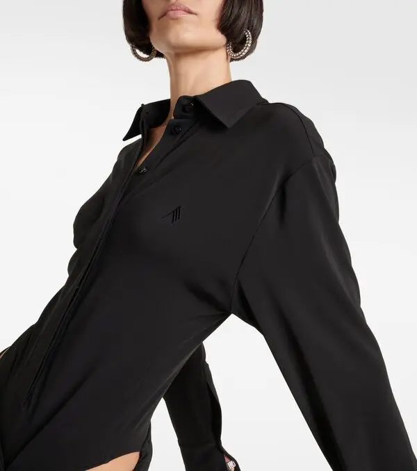Attico Cutout Draped Jersey Shirt Dress