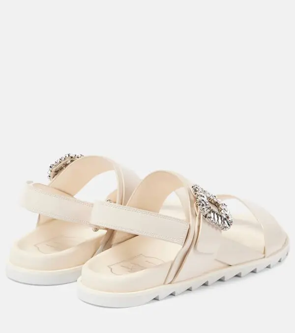 ROGER VIVIER Slidy Viv' Leather Sandals - White