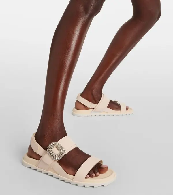 ROGER VIVIER Slidy Viv' Leather Sandals - White
