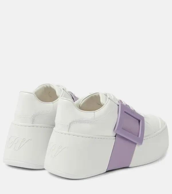 ROGER VIVIER Viv' Skate Leather Platform Sneakers - White