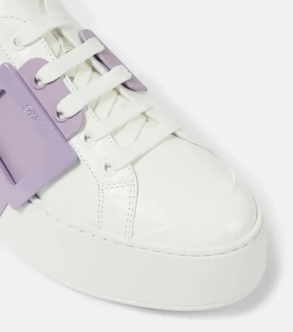 ROGER VIVIER Viv' Skate Leather Platform Sneakers - White