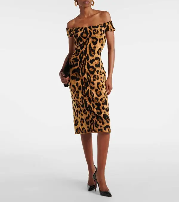 Oscar De La Renta Leopard-print Midi Dress