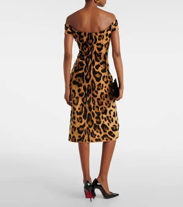 Oscar De La Renta Leopard-print Midi Dress