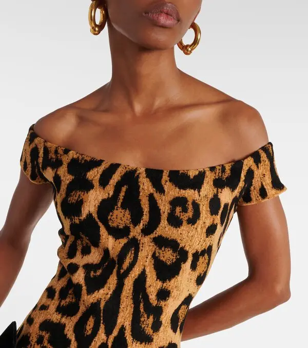 Oscar De La Renta Leopard-print Midi Dress