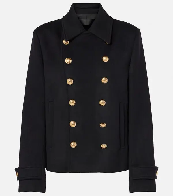 NILI LOTAN Ornella Cropped Wool Pea Coat