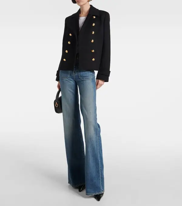 NILI LOTAN Ornella Cropped Wool Pea Coat