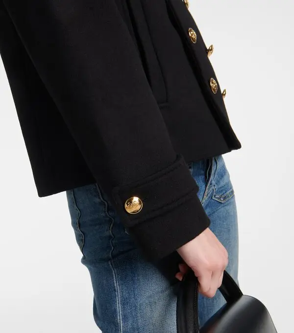 NILI LOTAN Ornella Cropped Wool Pea Coat