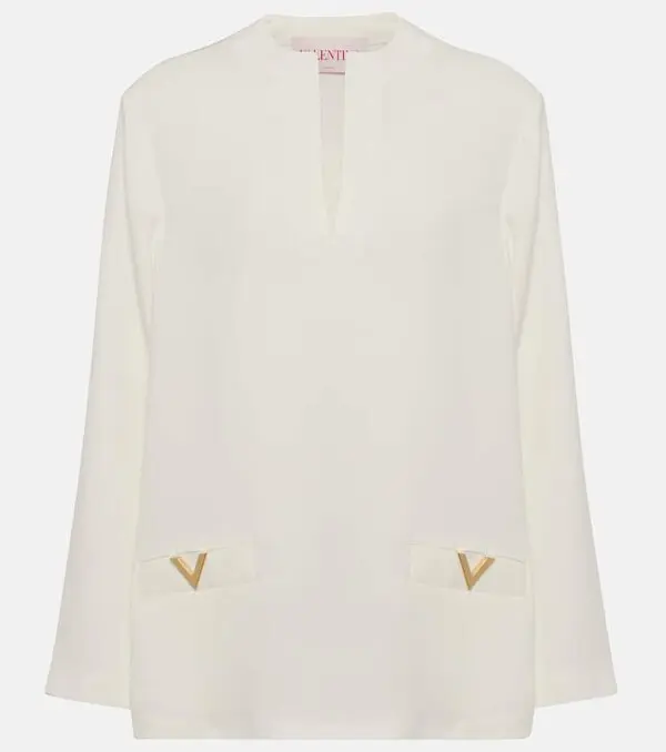 Valentino Garavani Vgold Silk Top - White