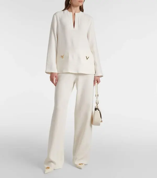 Valentino Garavani Vgold Silk Top - White