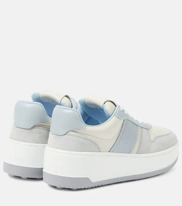 TOD'S Leather-trimmed Sneakers - Grey