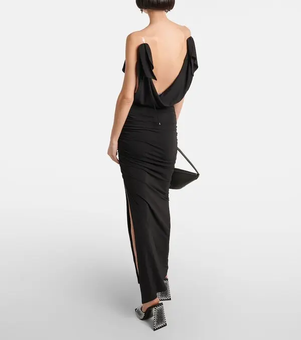 Attico Ruched Draped Jersey Gown