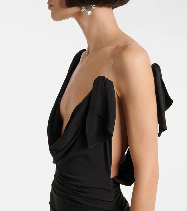 Attico Ruched Draped Jersey Gown