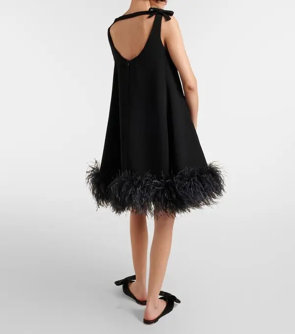 Valentino Garavani Feather-trimmed Mini Dress