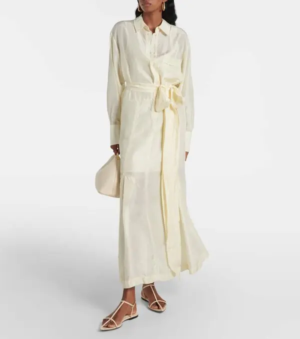 Plan C Belted Silk Shirt Dress