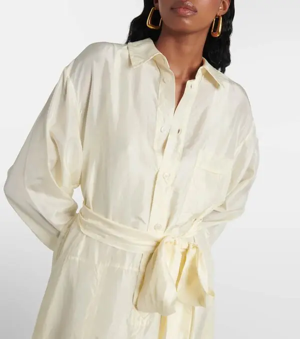 Plan C Belted Silk Shirt Dress