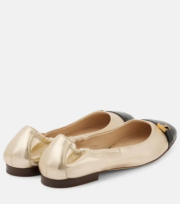 TOD'S Metallic Leather Ballet Flats
