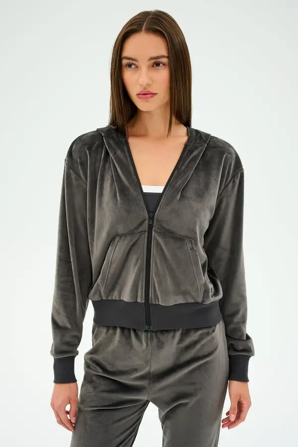 Splits59 Rhys Velour Zip Up Hoodie