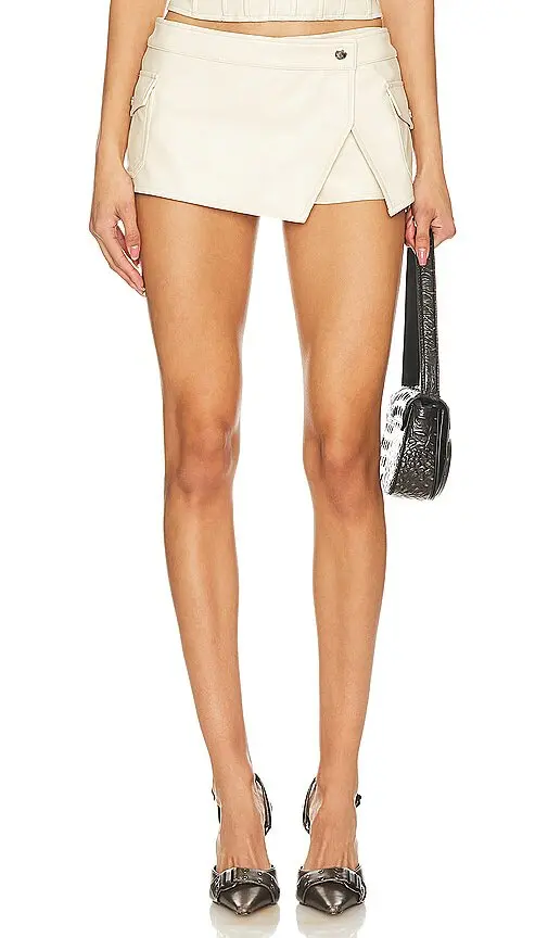 Superdown Odessa Faux Leather Skort - Cream