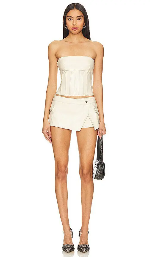Superdown Odessa Faux Leather Skort - Cream