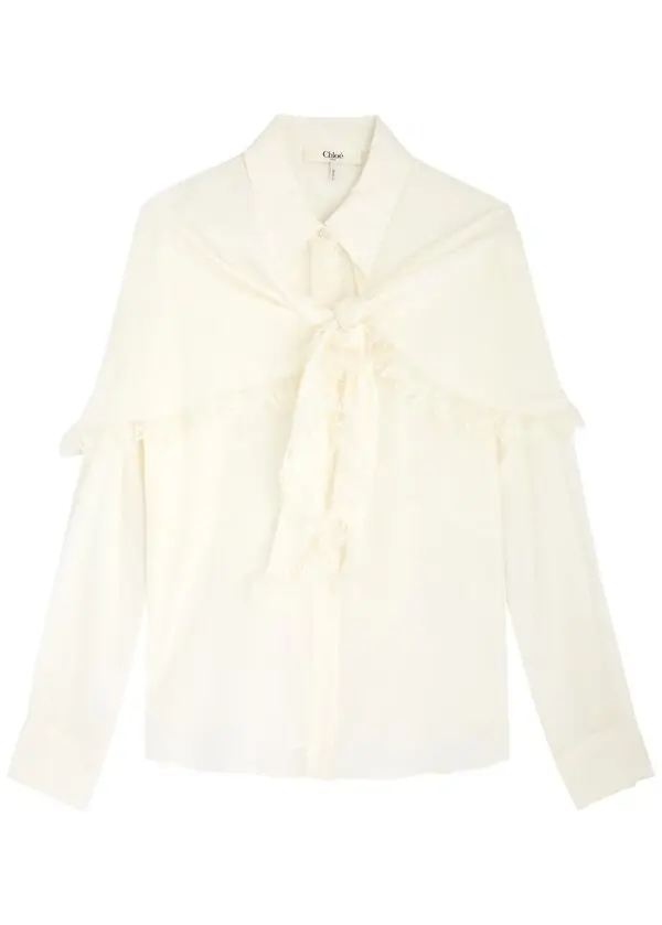 Chloé Cape-effect Silk Crepe De Chine Blouse