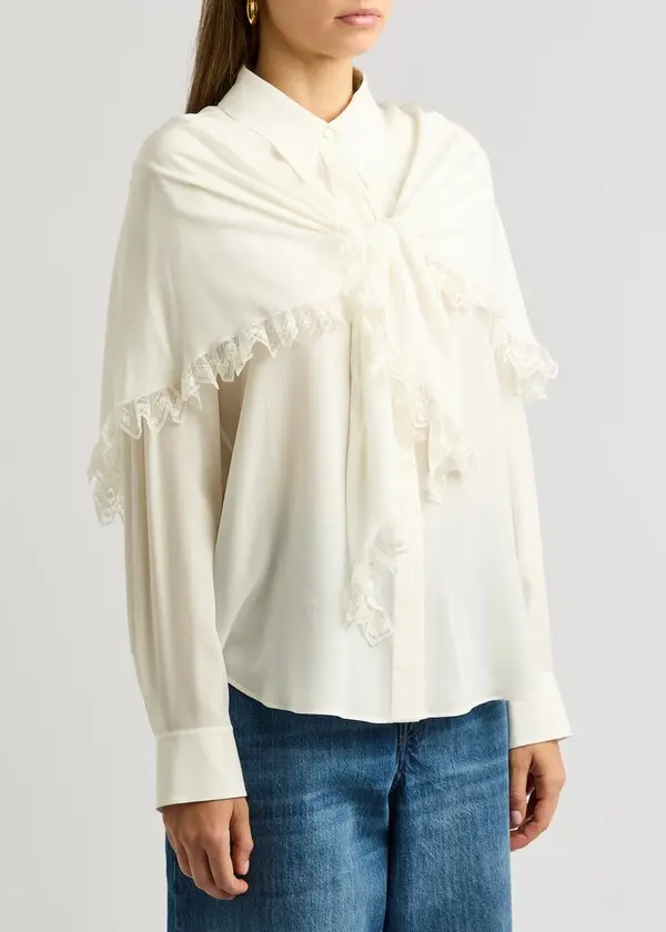 Chloé Cape-effect Silk Crepe De Chine Blouse