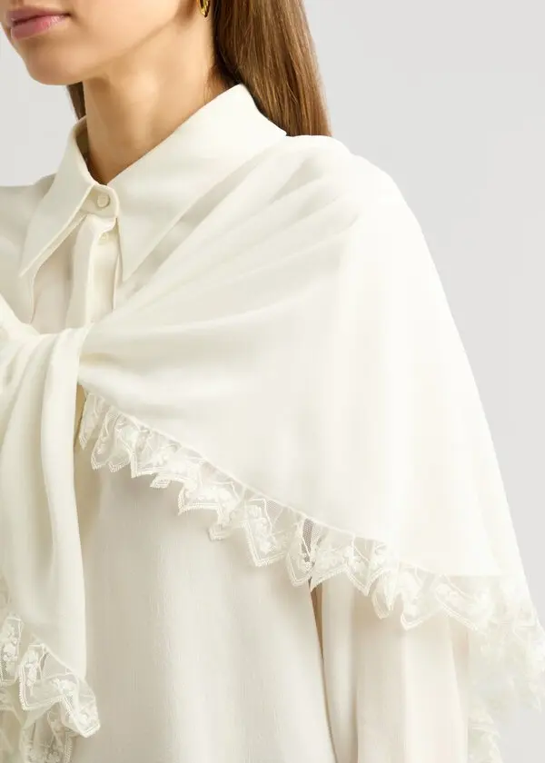 Chloé Cape-effect Silk Crepe De Chine Blouse