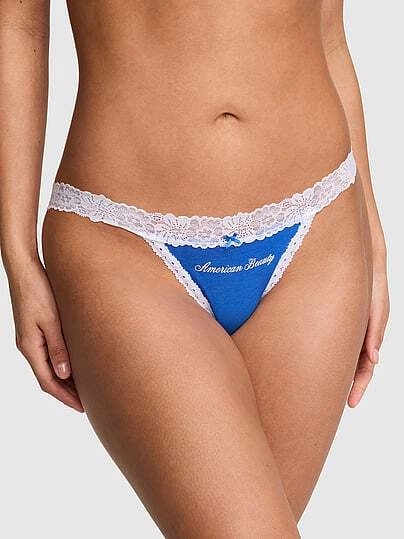 Pink Cotton String Bikini Panty - Blue